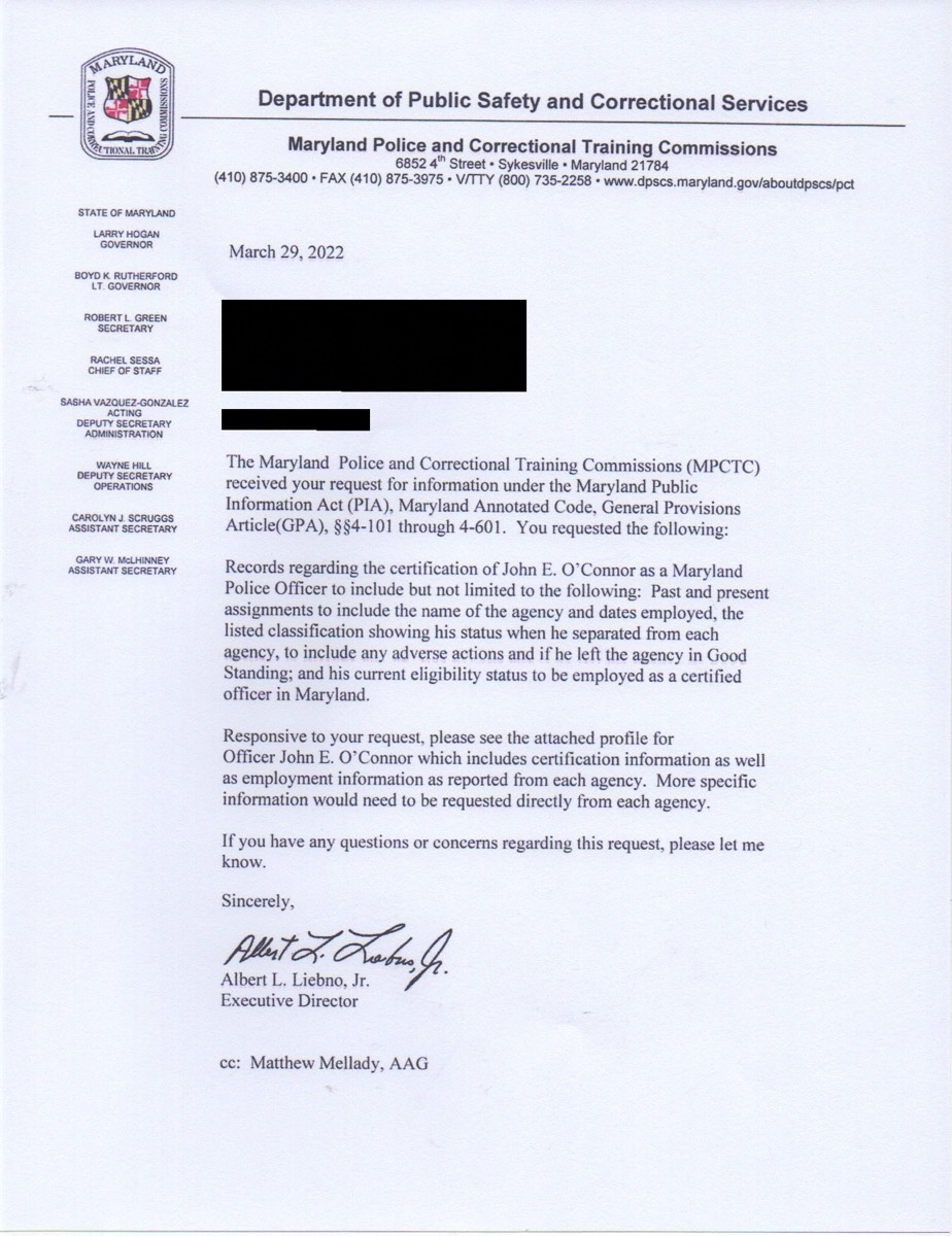 Steve Hall for St. Mary's County MD Sheriff - MPCTC files